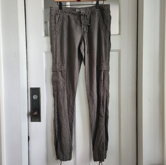 Level 99 | Pants & Jumpsuits | Level 99 0 Linen Olive Green Cargo Pants ...